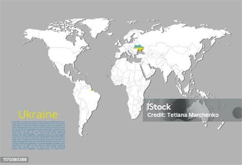 Carte De Lukraine Mise En Évidence Dans Les Couleurs Bleues Et Jaunes