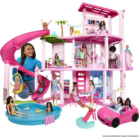 Кукольный домик Barbie для вечеринки у бассейна с 3 х сюжетной горкой
