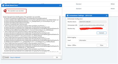uipath robot error the operation was canceled help uipath