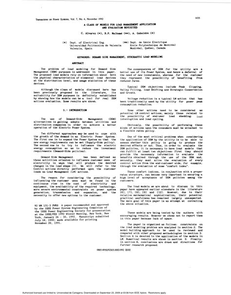 Pdf A Class Of Models For Load Management Application And Evaluation