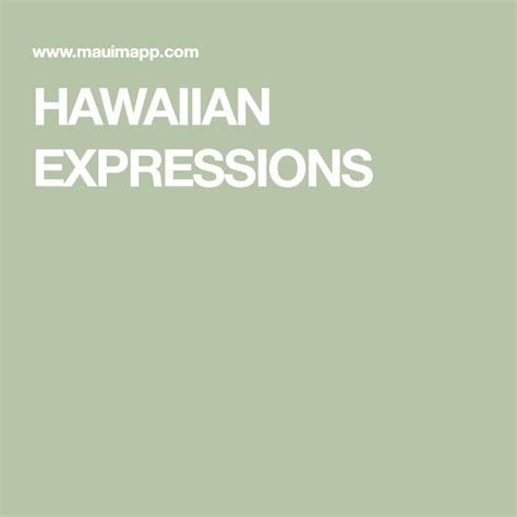Hawaiian Expressions Expressions What Is Your Name Hawaiian