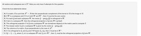solved all vectors and subspaces are in rn ﻿note you only