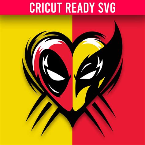 Deadpool And Wolverine Heart Design Svg Cricut Ready Vector Deadpool Wolverine