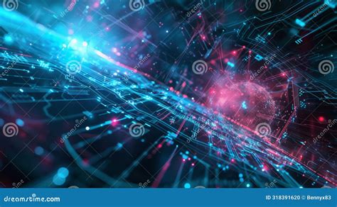 Abstract Computer Network Visualization Stock Illustration