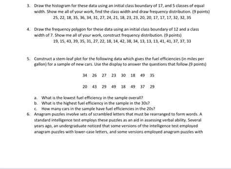 Solved 3 Draw The Histogram For These Data Using An Initial