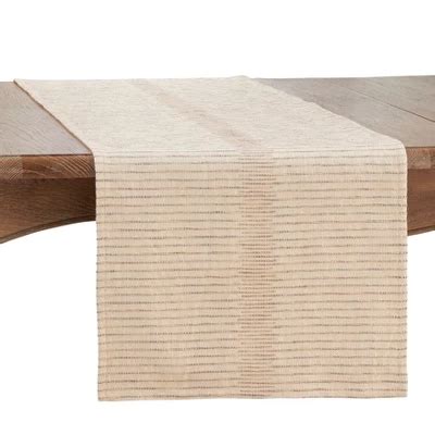 Saro Lifestyle Table Runner With Shimmering Striped Design Beige 16