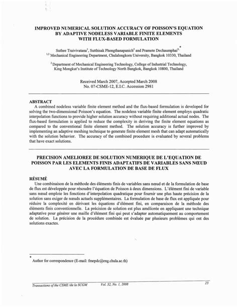 pdf improved numerical solution accuracy of poisson s equation by