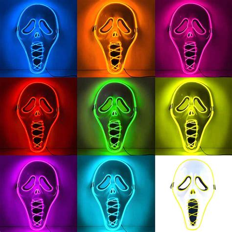 Death Mask Led Glowing Horror Scream Nightclub Cosplay Props