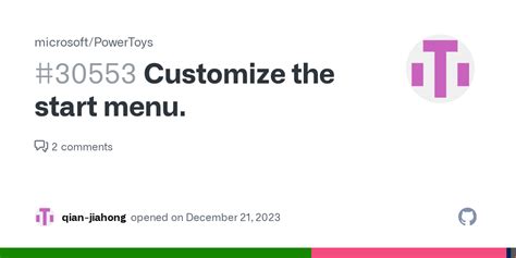 Customize The Start Menu · Issue 30553 · Microsoftpowertoys · Github