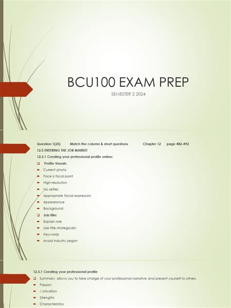 Bcu100 Exam Prep Pdf Nonverbal Communication Body Language