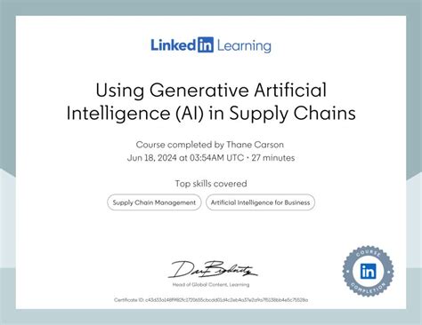Course On Ai In Supply Chains By Daniel Stanton Thane Carson Posted