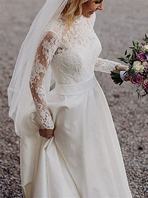 Wedding Dress Lace Top Satin Bottom 60 Photos