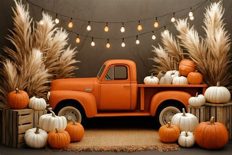 Boho Backdrop Photography Pumpkin Truck Glow Backdrop Gq57 220