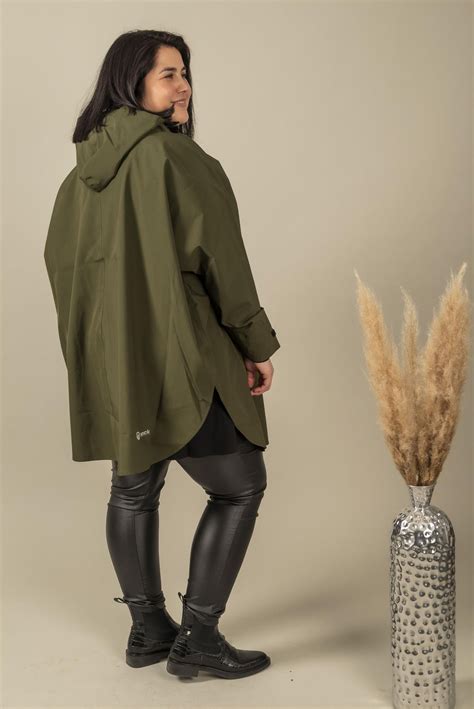 Regn Poncho Mhette Dark Green Oasis Utsøkt