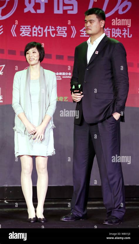Retired Chinese Basketball Superstar Yao Ming Right And His Wife Ye