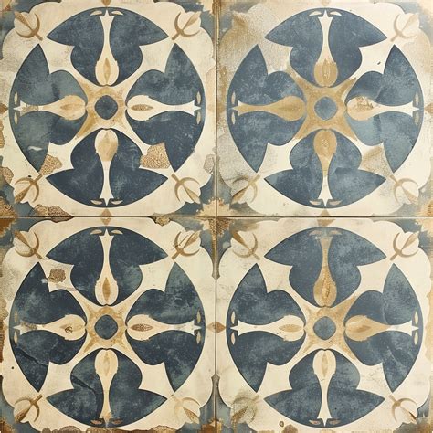 Elegant Tuscan Pattern In Blue And Cream Patrón Azul Cerámica