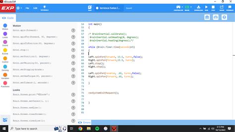 While Loop Question Programming Support Vex Forum