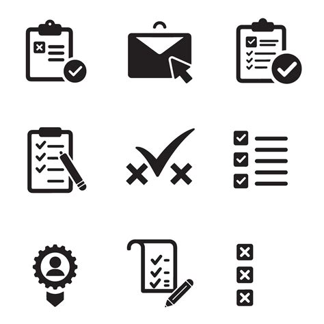 Simple Checklist Productivity Icon Set With Forms Symbols And
