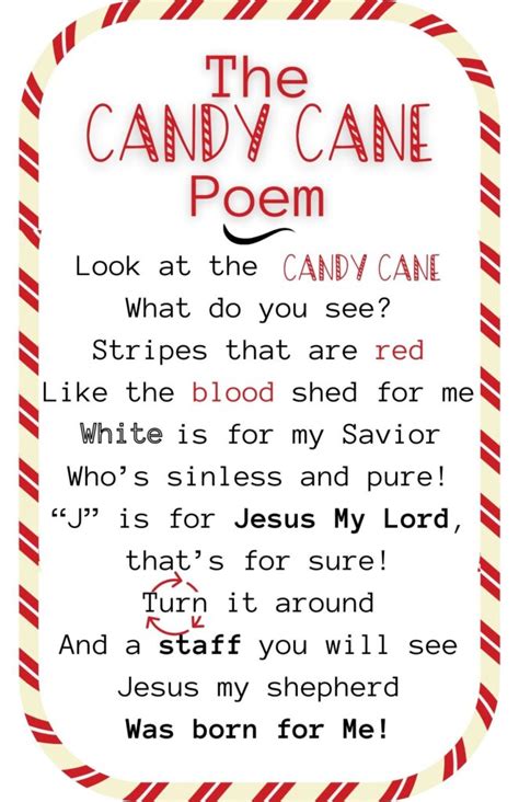 Jesus Candy Cane Poem Printable Candy Cane Poem Candy Cane Tag
