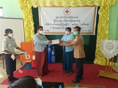 မြစ်သားမြို့၌ မြို့နယ်ကြက်ခြေနီအသင်းခွဲမှ ထိခိုက်ဒဏ်ရာရှေးဦးပြုစုခြင်း