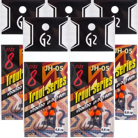 Джиг-головка вольфрамовая G2 Voodoo 0.8 гр, крючок #8, Оранжевый (15 шт ...