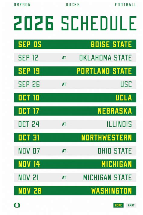 Oregon Duck Tracker Oregon 2026 Schedule
