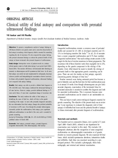 Pdf Clinical Utility Of Fetal Autopsy And Comparison With Prenatal Ultrasound Findings