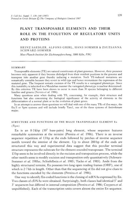 Pdf Plant Transposable Elements And Their Role In The Evolution Of