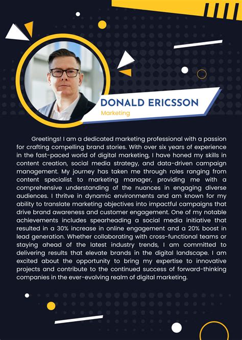 Free First Person Professional Bio Template To Edit Online