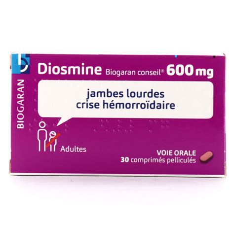 Diosmin 600mg Biogaran 30 Film Tablets