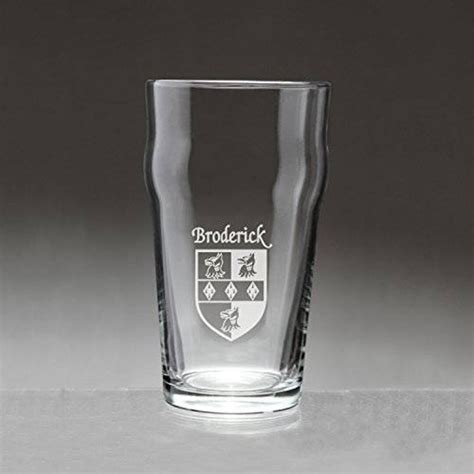 Broderick Irish Coat Of Arms Pub Glasses Set Of 4 Sand Etsy