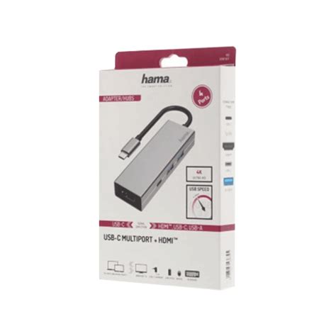 Hub Usb C Hama Multiport 4 Ports Gris 200107 Clickup