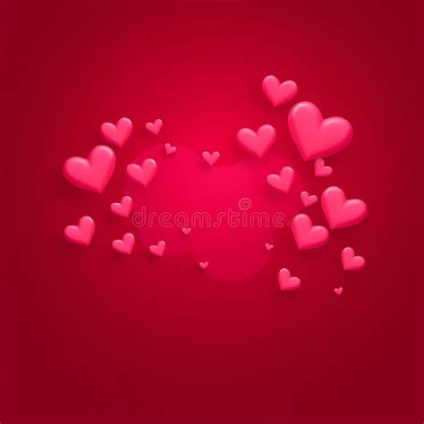 Pink Hearts Romantic Design Red Background Soft Style Stock