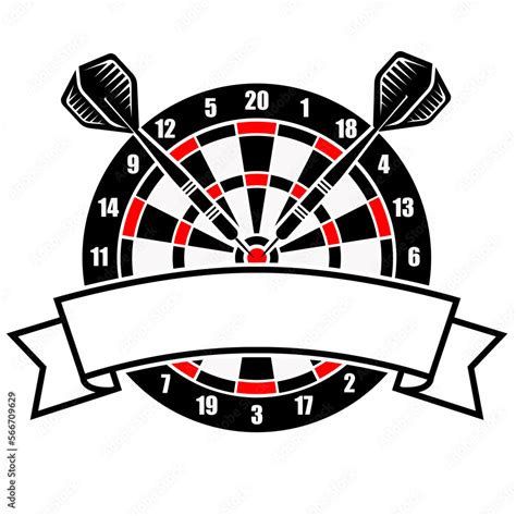 Darts Play Logo Design Vector Illustration Dart Shooting Game Split Monogram Svg Dartboard