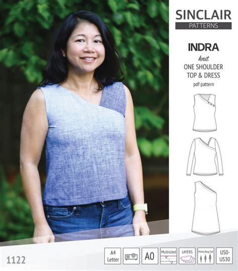 Indra One Shoulder Knit Top Pdf Sewing Pattern Sinclair Patterns