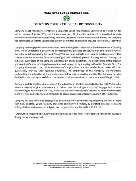 Csr Policy Tcm87 74231 Pdf Business Social Science