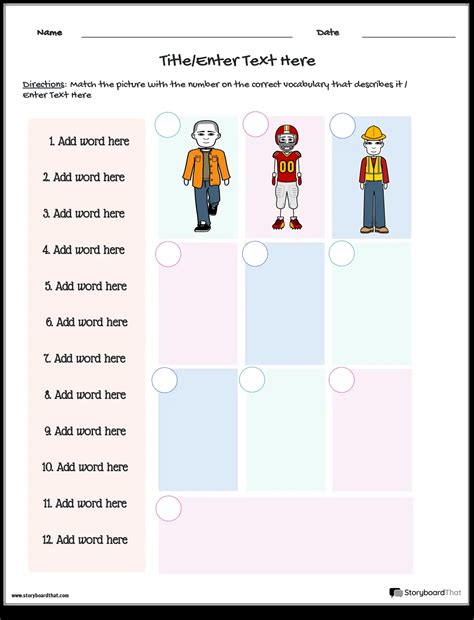 Word Bank Vocabulary Template Storyboard By Templates