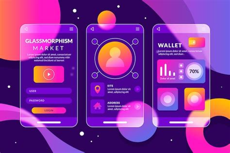 Free Vector Gradient Glassmorphism Mobile App Template