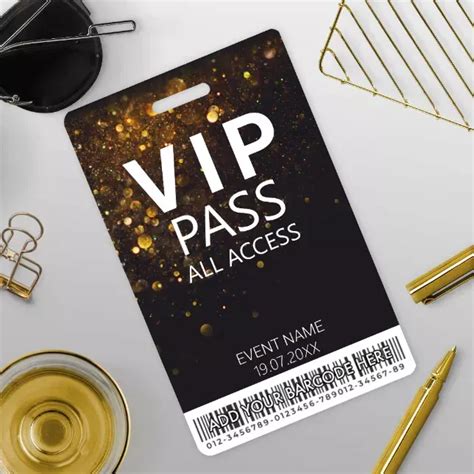 Custom Vip All Access Glitter Badge With Barcode Zazzle Vip Card Design Vip Pass Design
