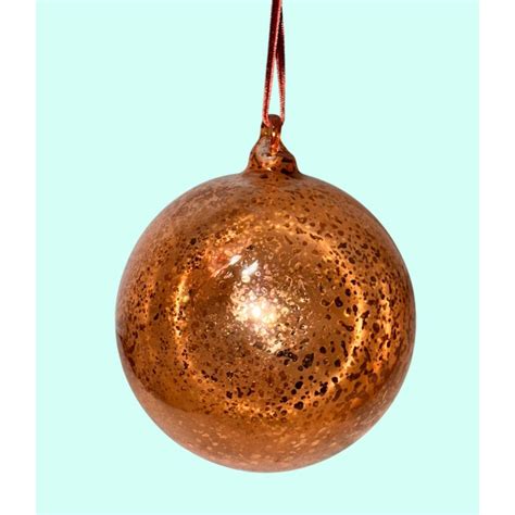 Large Mercury Blown Glass Gold Christmas Ornament 4 Round Hanging