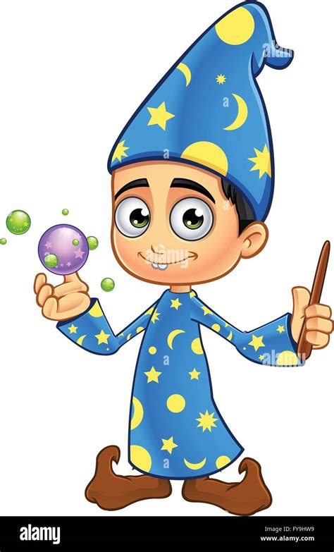 Boy Wizard In Blue Stock Vector Image And Art Alamy