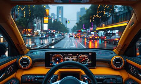 A Yellow Car With The Number 4 On The Dashboard Premium Ai Generated