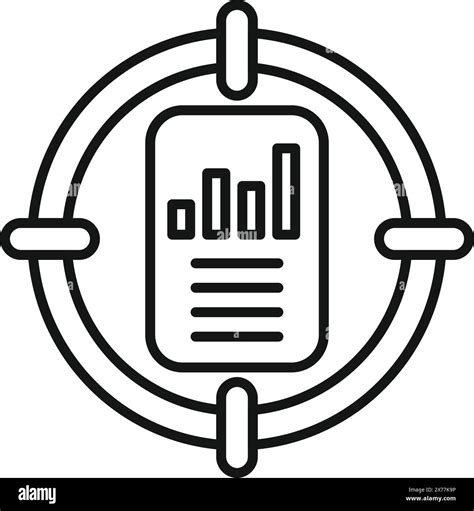 Simplified Line Icon Depicting A Report With Bar Graphs Inside A Target