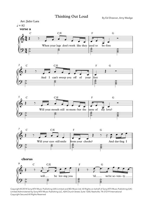 Thinking Out Loud Arr Jáder Lara By Ed Sheeran Sheet Music For Easy