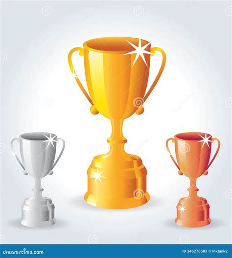 Classic Gold Silver And Bronze Trophy Set Stock Vector Illustration