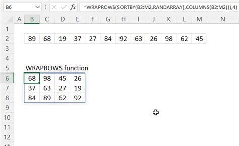 how to use the wraprows function
