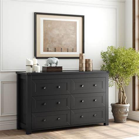 Boonatu Black Dresser For Bedroom With 6 Drawers Wood