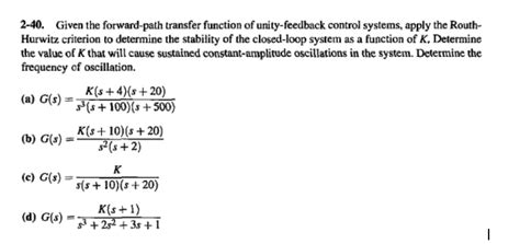 solved 2 40 given the forward path transfer function of