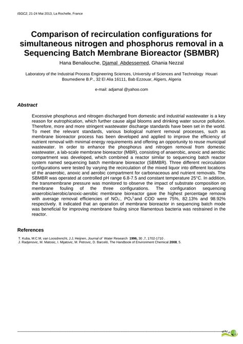 Pdf Comparison Of Recirculation Configurations For Simultaneous