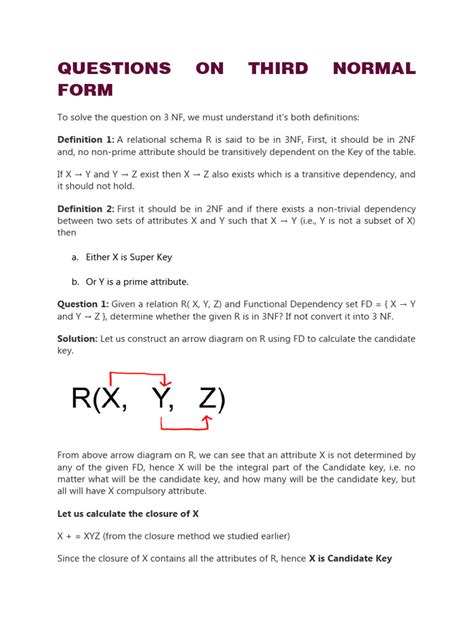 questions on third normal form download free pdf data information
